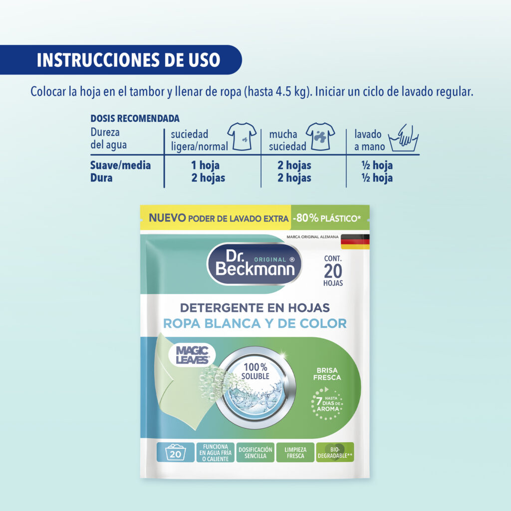 Detergente para Ropa en Hojas | Dr. Beckmann